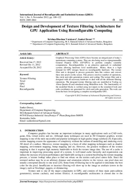 Pdf Design And Development Of Texture Filtering Architecture For Gpu