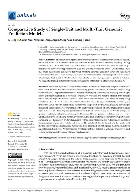 Pdf Comparative Study Of Single Trait And Multi Trait Genomic