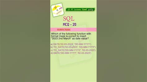 Sql Mcq 20 Date Time Format Interview Exam Question Shorts Dbms Sql Mcq Quiz