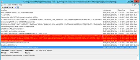 getting wsus sync errors in configmgr 1702 ctglobal