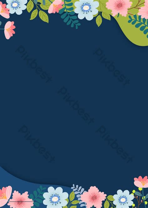 Blue Color Block Background Dark Floral Border Psd Free Download