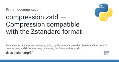 Compressionzstd — Compression Compatible With The Zstandard Format