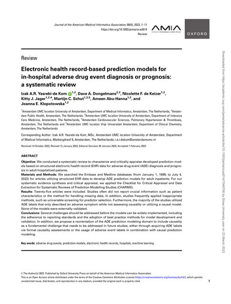 Pdf Electronic Health Record Based Prediction Models For In Hospital