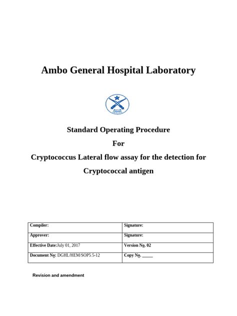 Sop For Cryptococcus Test Pdf