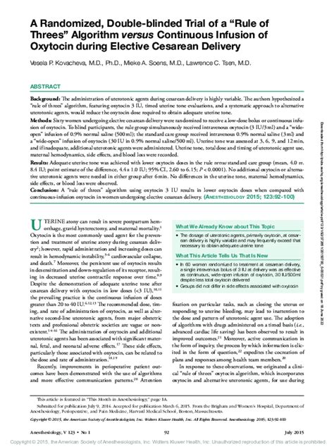 Pdf A Randomized Double Blinded Trial Of A Rule Of Threes Algorithm Versus Continuous