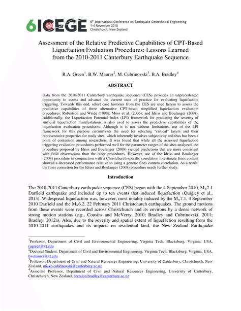 Pdf Assessment Of The Relative Predictive Capabilities Of Cpt Based
