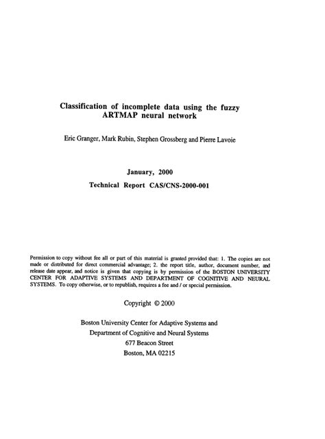 Pdf Classification Of Incomplete Data Using The Fuzzy Artmap Neural