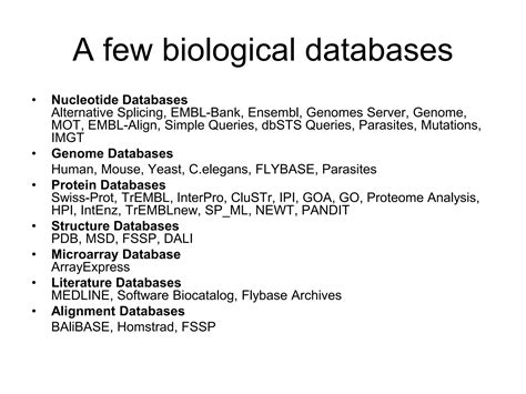 1 databases for bioinformatics and its types ppt