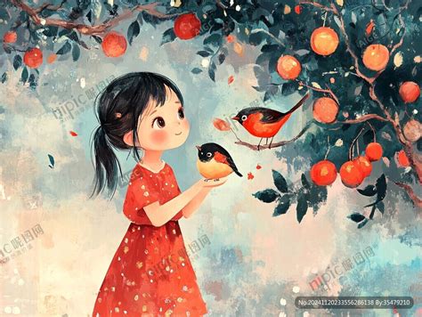 Ai创作图采摘樱桃的小女孩插画 儿插节气 治愈系儿童插画 小女孩站在芒果上插画 樱桃女孩插画 唯美儿童插画 儿插少女 治愈系儿插 女孩摘水果插画 儿插 摘果实的少女 萌娃插画 意境儿童插画