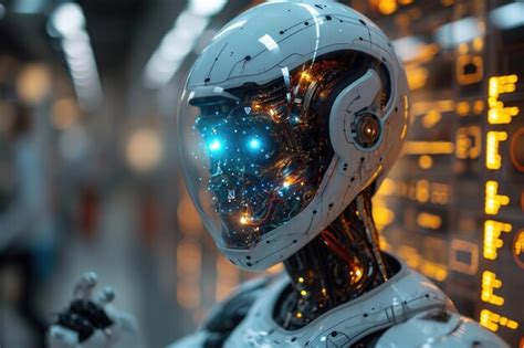 Premium Photo The Robot Communicates With Artificial Intelligence Deep Learning Digital