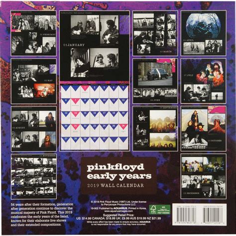 Pink Floyd 2019 Square Calendar Calendar Pink Floyd Merch Store