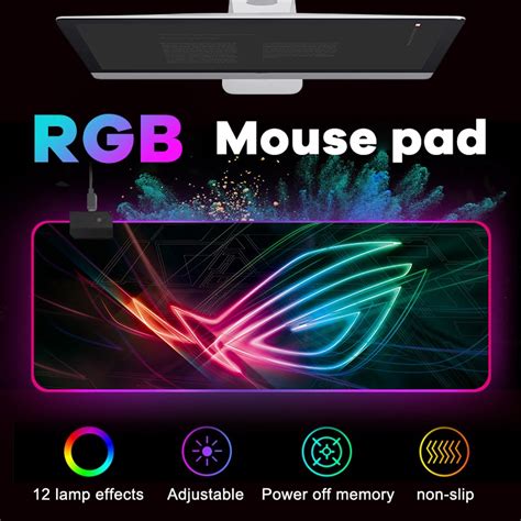 Gaming Mouse Pad Rgb Desk Mat Large Colorful Led Breath Light For Pc