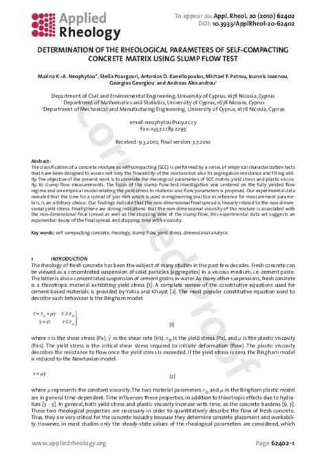 Pdf Rheological Parameters Of Self Compacting Concrete