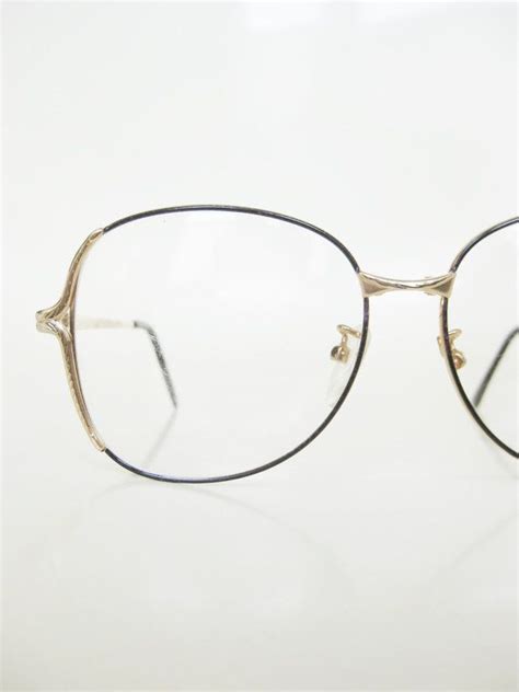 Vintage 1980s Wire Rim Eyeglasses Black Gold Metallic Womens Etsy