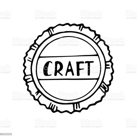 크래프트 맥주 병 캡 아이콘 라벨 스티커 포스터 손으로 그린 벡터 낙서 스케치 스칸디나비아 미니멀리즘 흑백 단일 요소입니다 음료 메뉴 바 양조 공예에 대한 스톡 벡터 아트