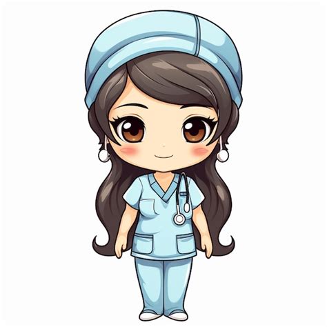 Premium Photo Cartoon Nurse Girl In Blue Uniform With Stethoscope