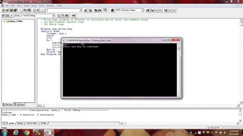 Fortran Programming Program Which Can Sum 1st Ten Numbers Using For And While Loop Youtube
