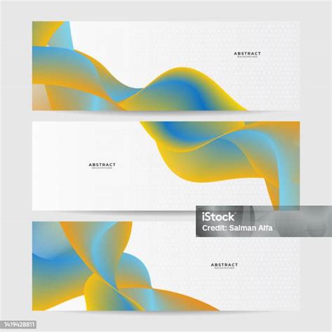 추상적 인 파도가 흐르는 배너 배경 디자인 세트 벡터 일러스트레이션 흐르는 입자 파동 동적 모션 스트림 디지털 기술 곡선 0명에