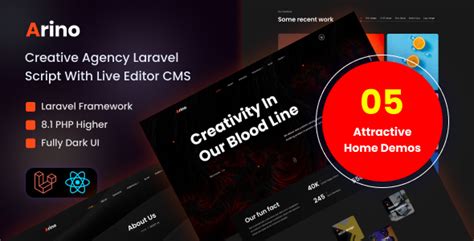 Download Arino Creative Agency Laravel Script With Live Editor Cms Nulled