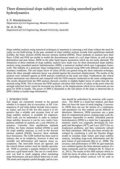 PDF Slope Stability Analysis Using Smoothed Particle Hydrodynamics DOKUMEN TIPS