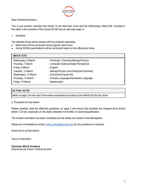 Igcse Schedule Pdf Science