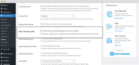 Event Submission Page Settings WP Event Manager