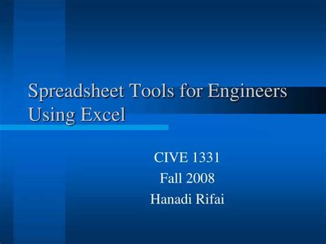 PPT Spreadsheet Tools For Engineers Using Excel PowerPoint Presentation ID