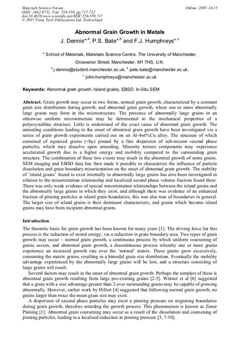 Abnormal Grain Growth In Metals Scientific Net