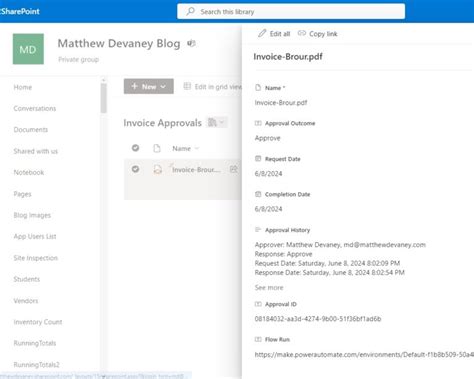 Power Automate Approval History For SharePoint Files Items