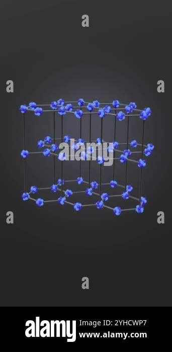 Model Of Graphite Crystal Lattice Vertical 3d Animation Stock Video