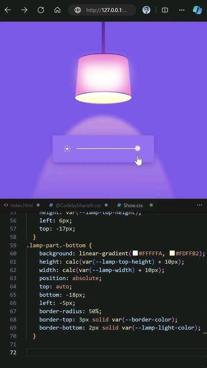 Day 030 🥶 Css Lamp With Slider Control Coding Webdevelopment