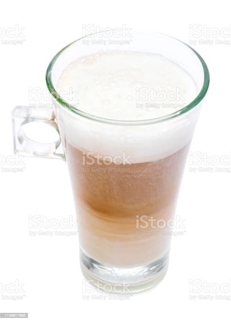 클리핑 패스와 흰색 배경에 고립 된 신선한 랏 커피의 유리 0명에 대한 스톡 사진 및 기타 이미지 0명 거품 내기 라떼 Istock