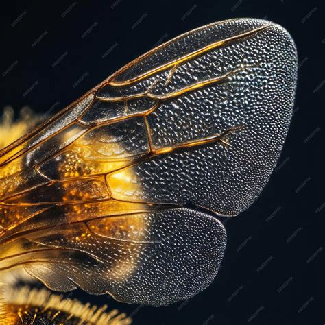 Closeup Of A Bee Wing With Veins And Intricate Patterns Premium Ai