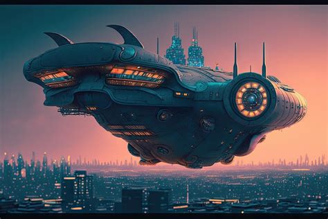 Premium Photo Cyber Punk Spaceship Seen From Above