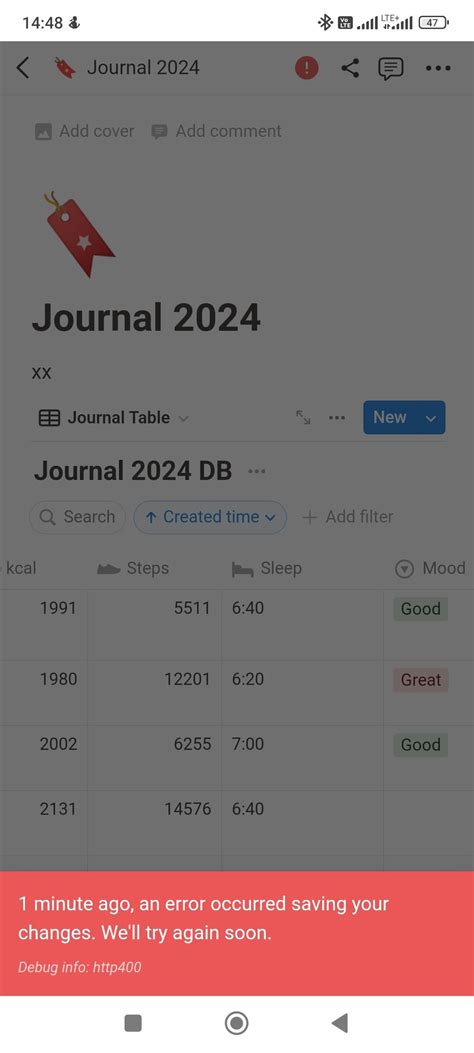 Debug Info 400 Rnotion