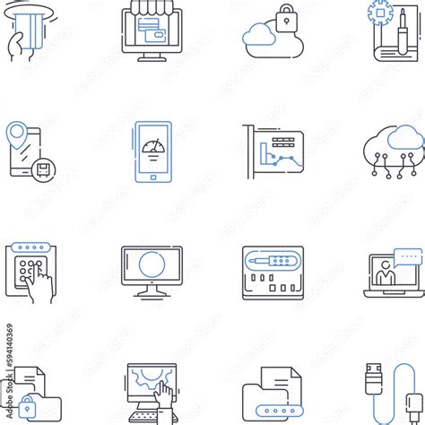 Two Factor Authentication Line Icons Collection Security Verification