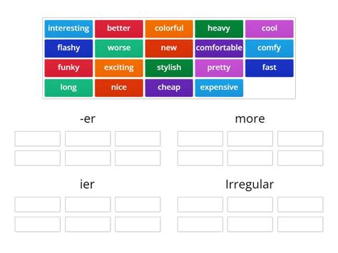 Comparatives Classification Group Sort