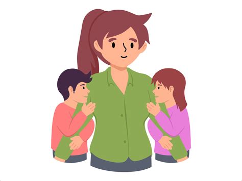 Hand Drawn Mom With Son And Daughter Illustration Vector Art At Vecteezy