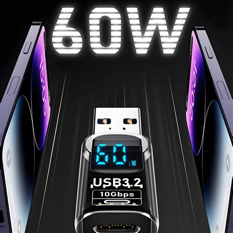 QC W PD W USB A To Type C Charging And USB Gbps OTG Adapter With Digital Display