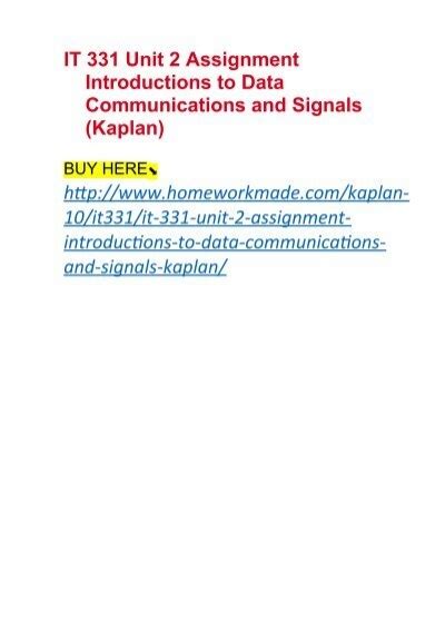 It 331 Unit 2 Assignment Introductions To Data Communications And