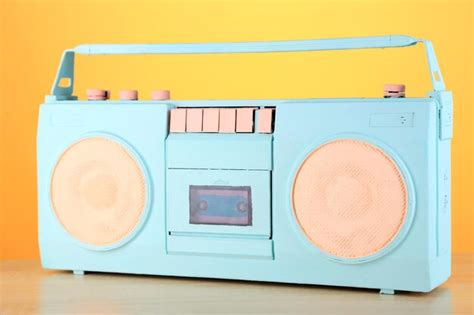 Premium Photo Colorful Retro Radio On Yellow Background