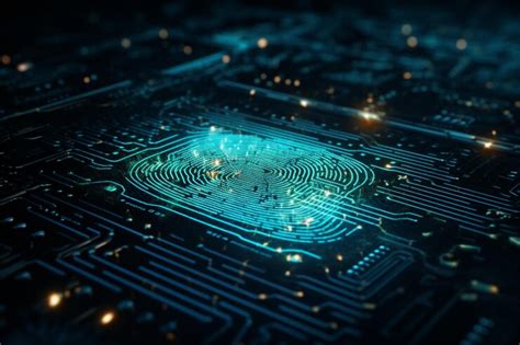 Premium Ai Image Deep Blue Backdrop Fingerprint Scan Ensures Secure Access With Binary Code