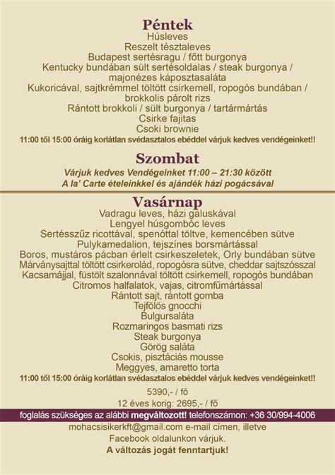 Napi Menü Panoráma Étterem