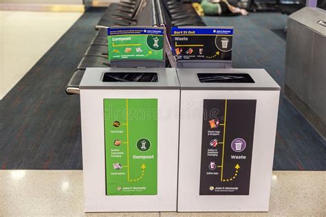 Close Up View Of Compost And Waste Bins For Sorting Trash At John F
