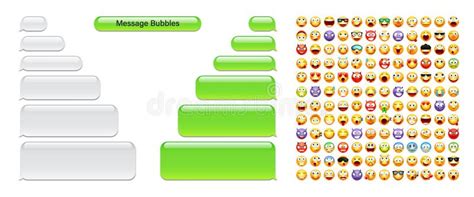 Blank Message Bubbles With Emoji Green Chat Or Messenger Speech Bubble SMS Text Frame Stock