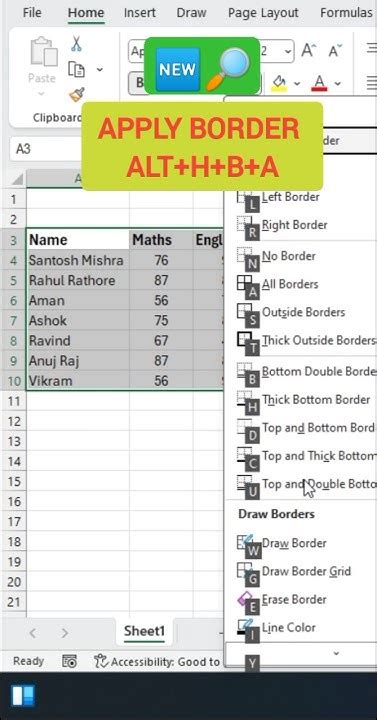 Excel Shortcut To Apply And Remove Borders In Seconds 🔥exceltutorial