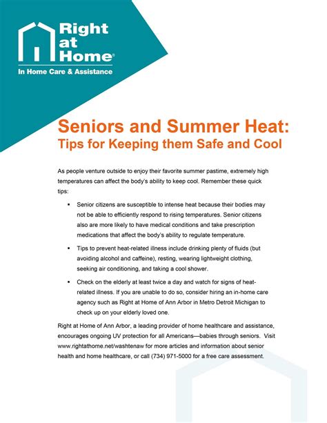 Ann Arbor Senior Care Tips How To Help Seniors Stay Cool In Summer Heat