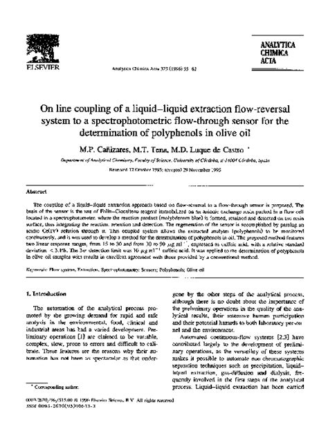 Pdf On Line Coupling Of A Liquid Liquid Extraction Flow Reversal System To A