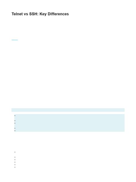Telnet Vs Sshkey Differences Pdf Secure Shell Security