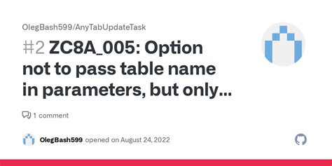 Zc8a005 Option Not To Pass Table Name In Parameters But Only Data